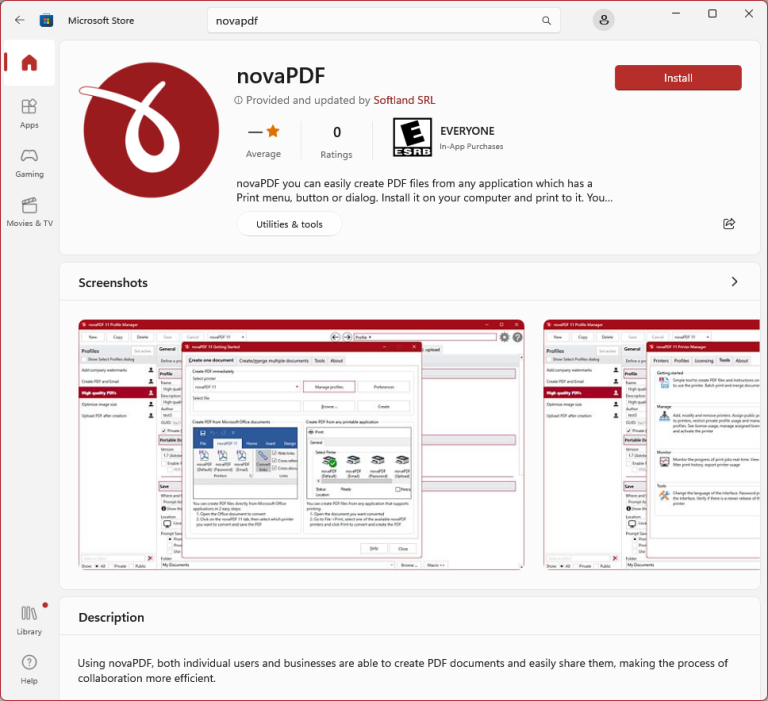 novaPDF is now available on the Microsoft Store